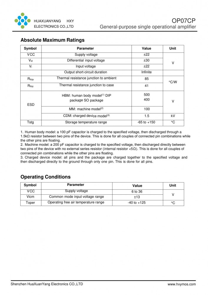 OP07CP-HXY datasheet page 2