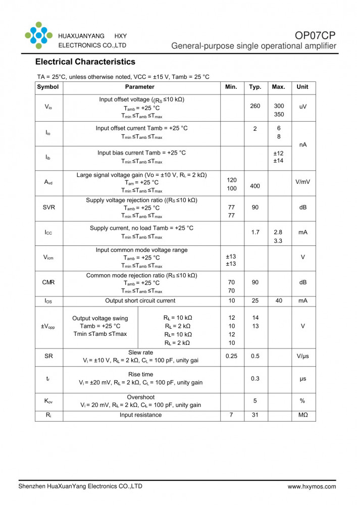 OP07CP-HXY datasheet page 3