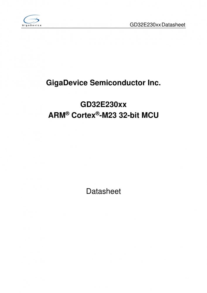 GD32E230xx datasheet page 1