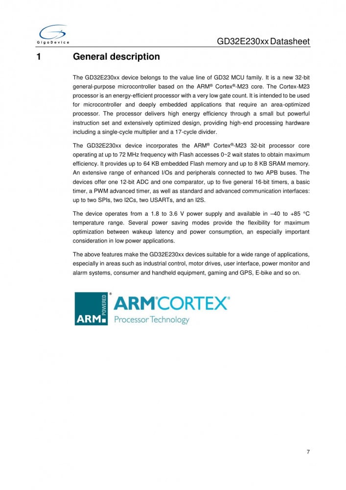 GD32E230xx datasheet page 8