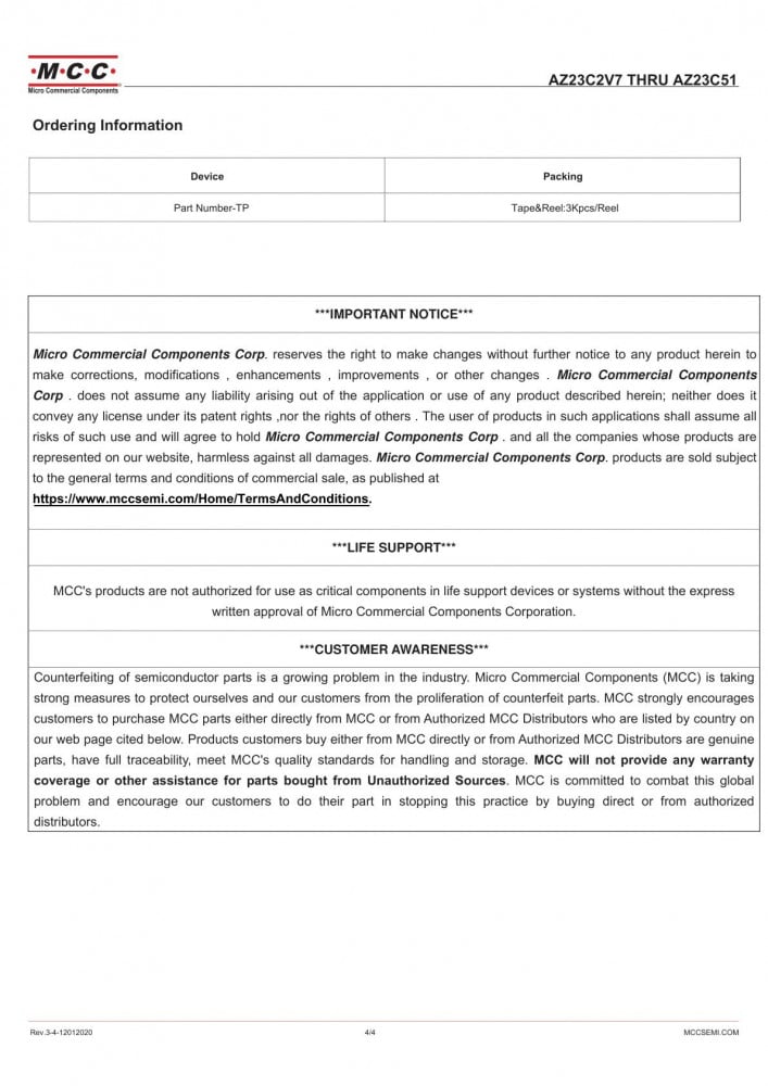 MCC AZ23C5V6-TP datasheet page 4