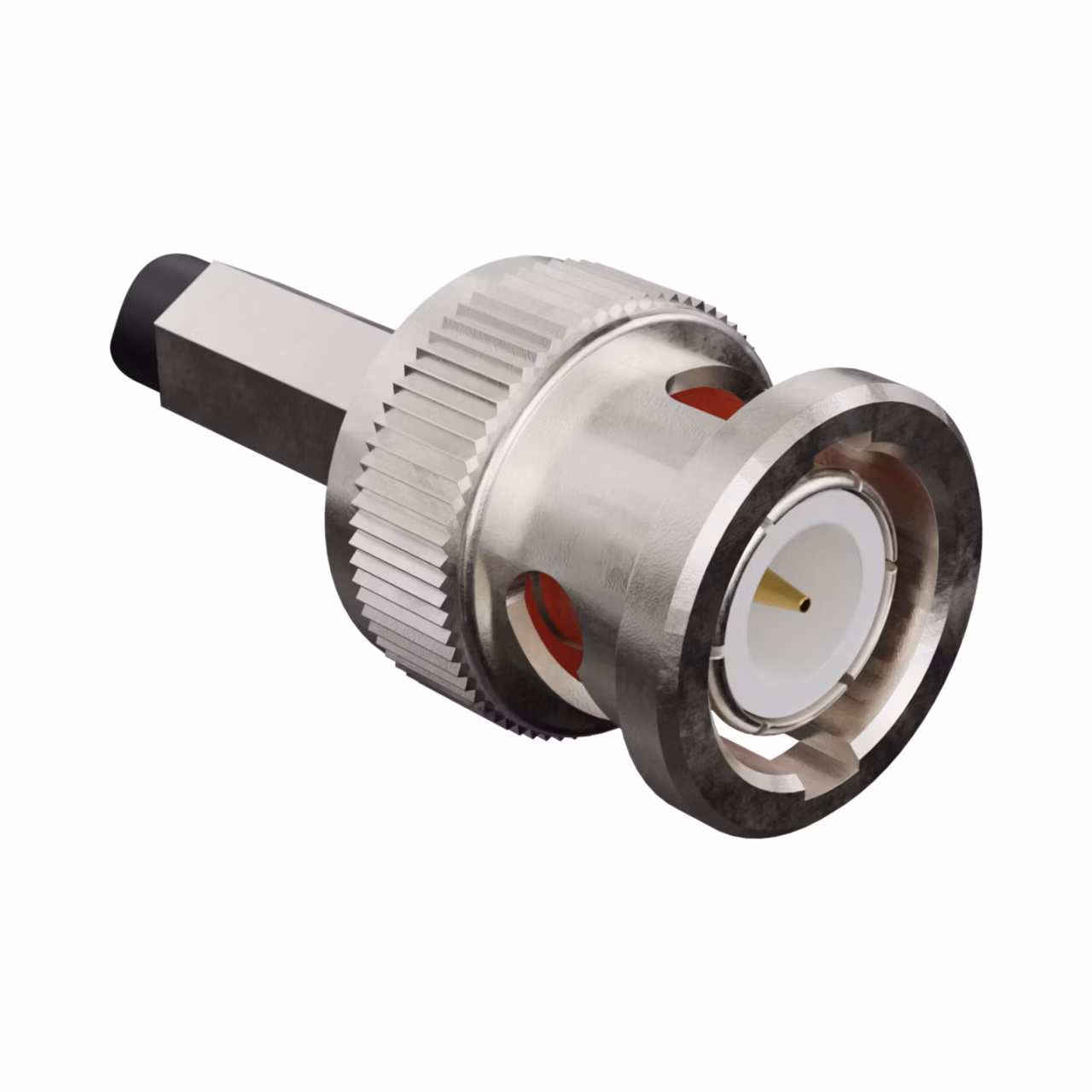 BNC Plug, Straight, Crimp, RG-141, RG-303 and RG-58 Cable, Brass Body, Nickel (Ni) Plated, Bag, 50 Ohms for sale