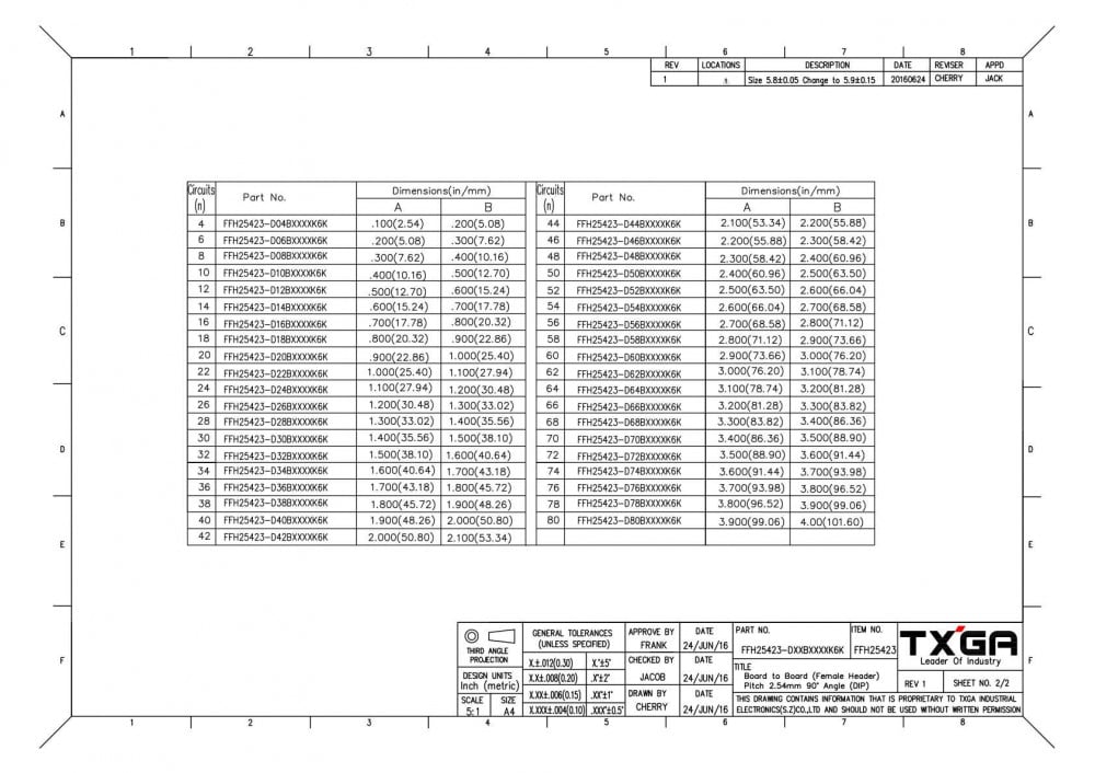 TXGA FFH25423 drawing page 2