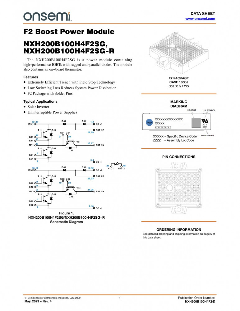 NXH200B100H4F2SG datasheet page 1