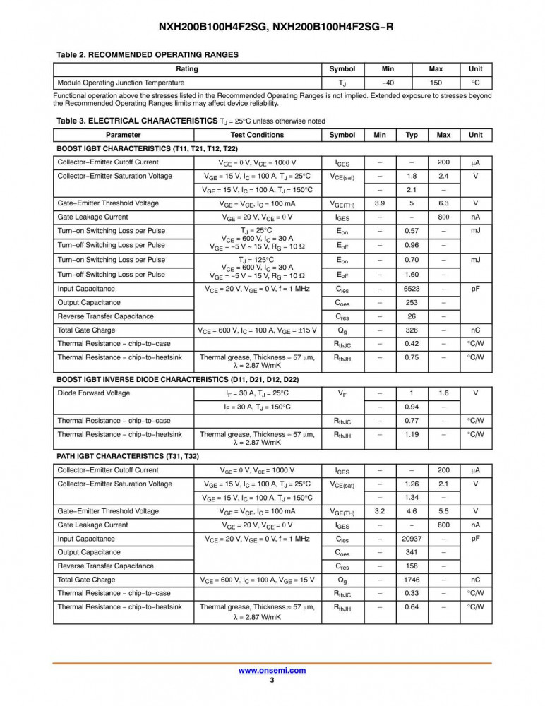 NXH200B100H4F2SG datasheet page 3