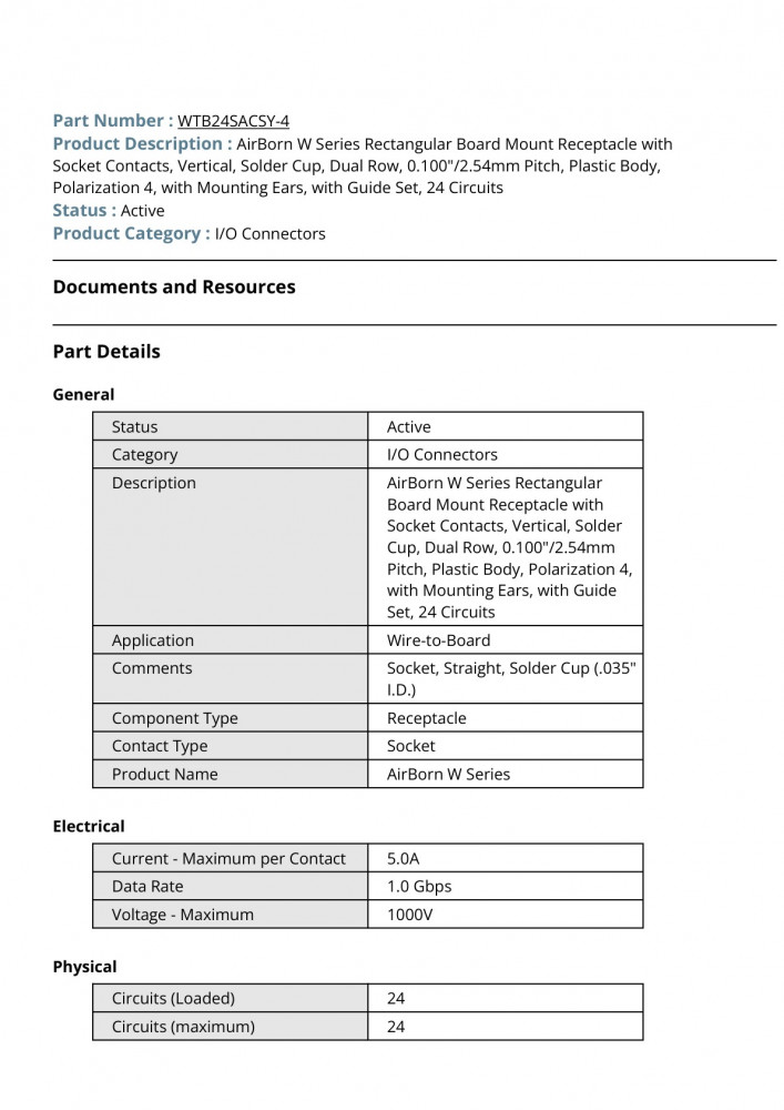 WTB24SACSY-4 technical document image, page 1