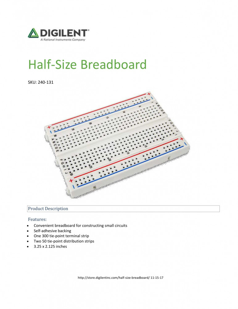 LEA NETWORKS 240-131 half-size breadboard product visual