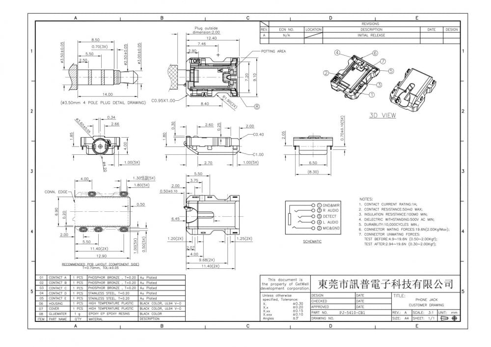 PJ-5410-CB1 approval specification document page 2