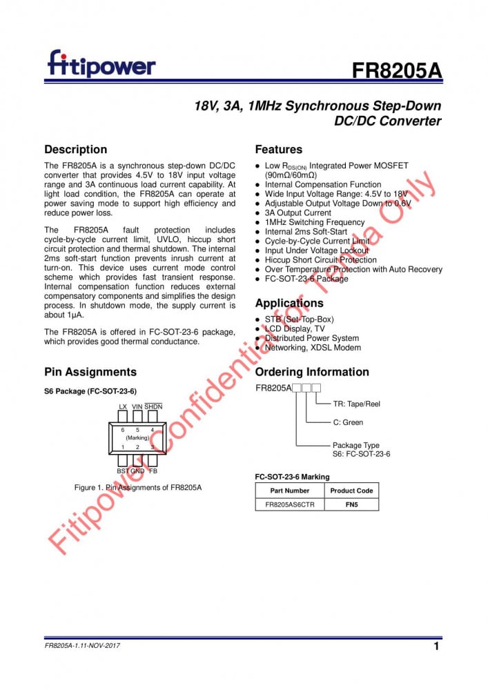 FR8205A datasheet page 1