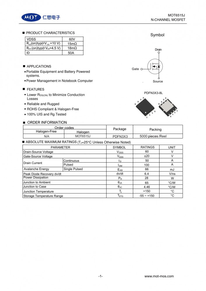 MOT6515J datasheet page 1