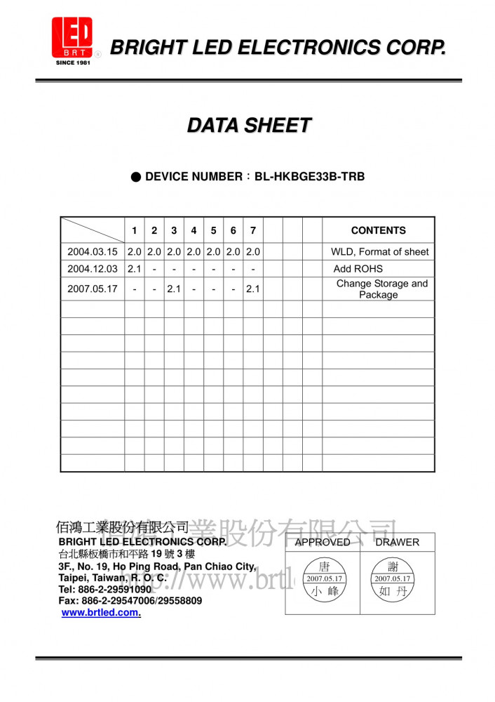 BL-HKBGE33B-TRB datasheet page 1