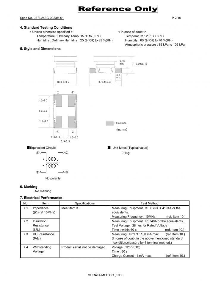 DLW5ATN231TQ2L reference specification page 2