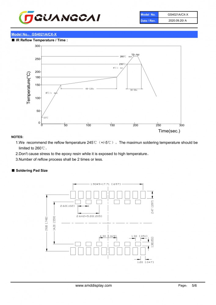 GS4021CG-G reflow and soldering information