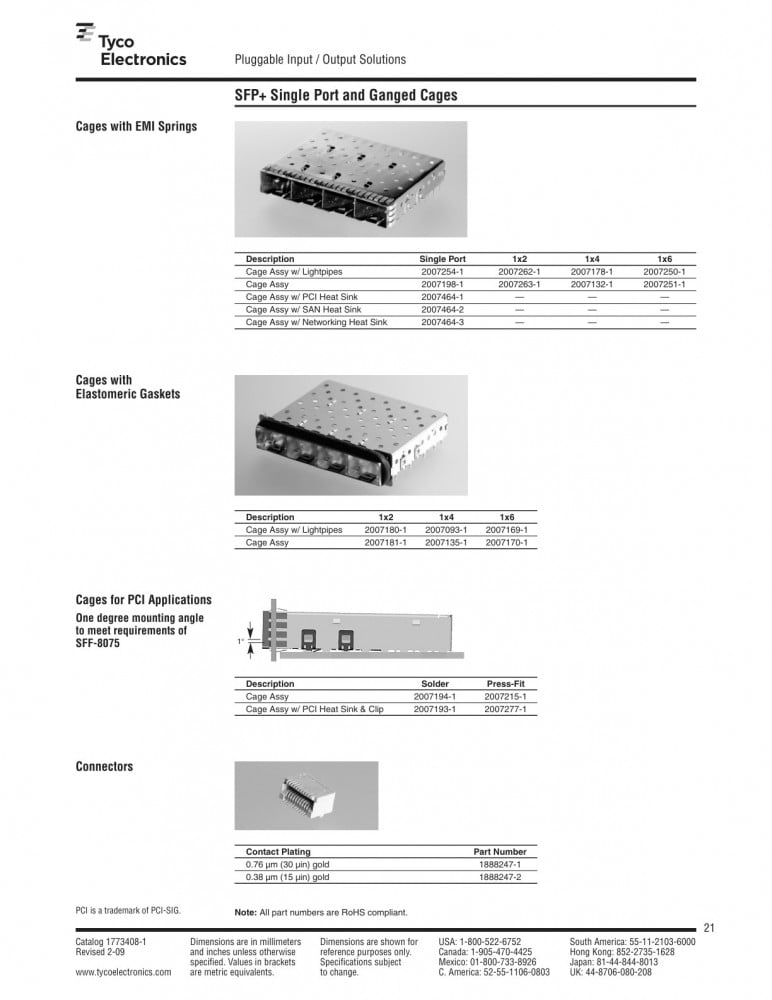 TE Connectivity SFP+ document page 2