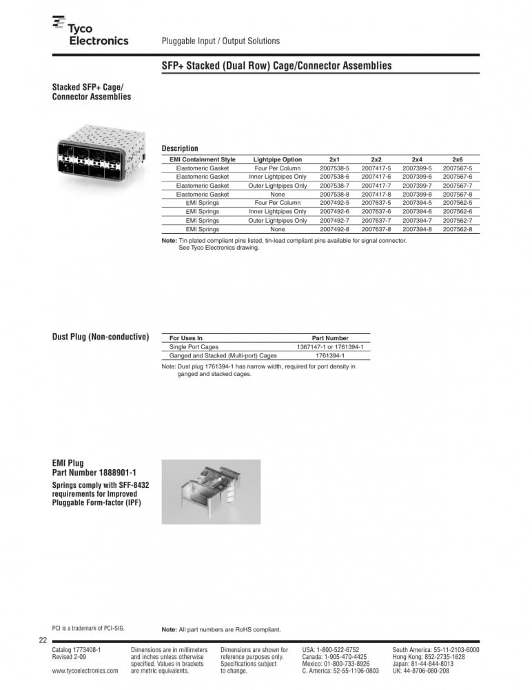 TE Connectivity SFP+ document page 3