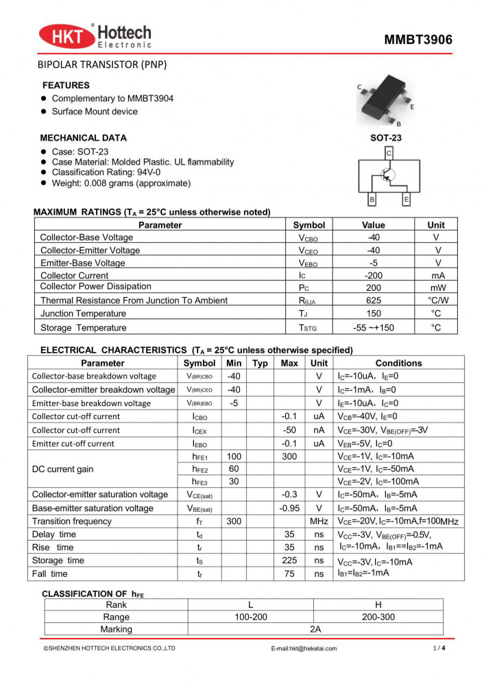 MMBT3906 datasheet page 1