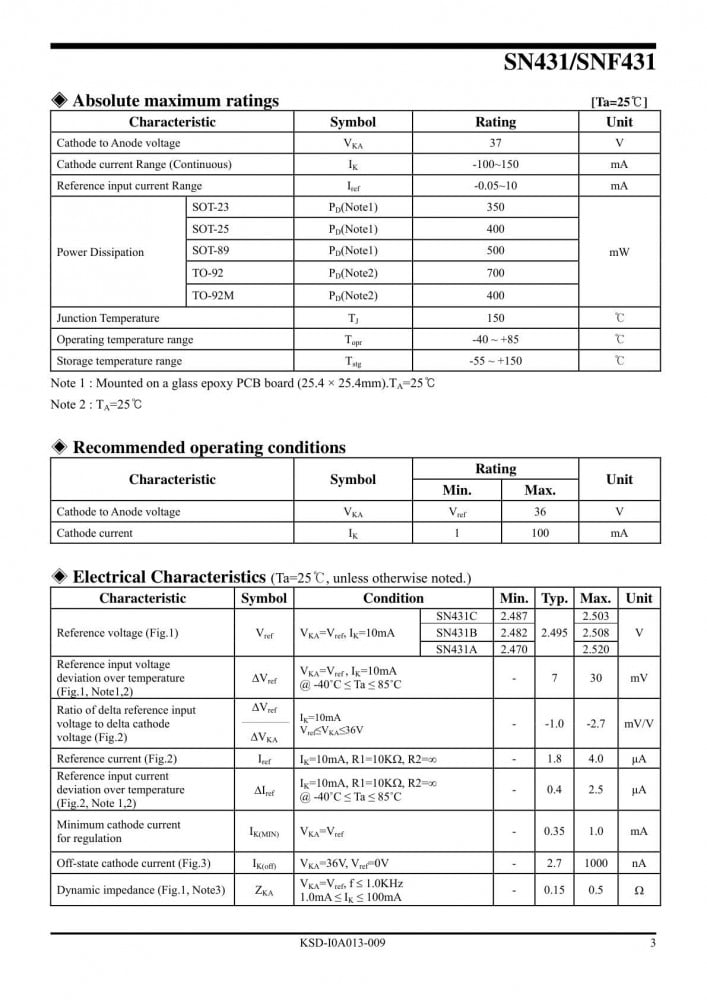 SN431AAT datasheet page 3