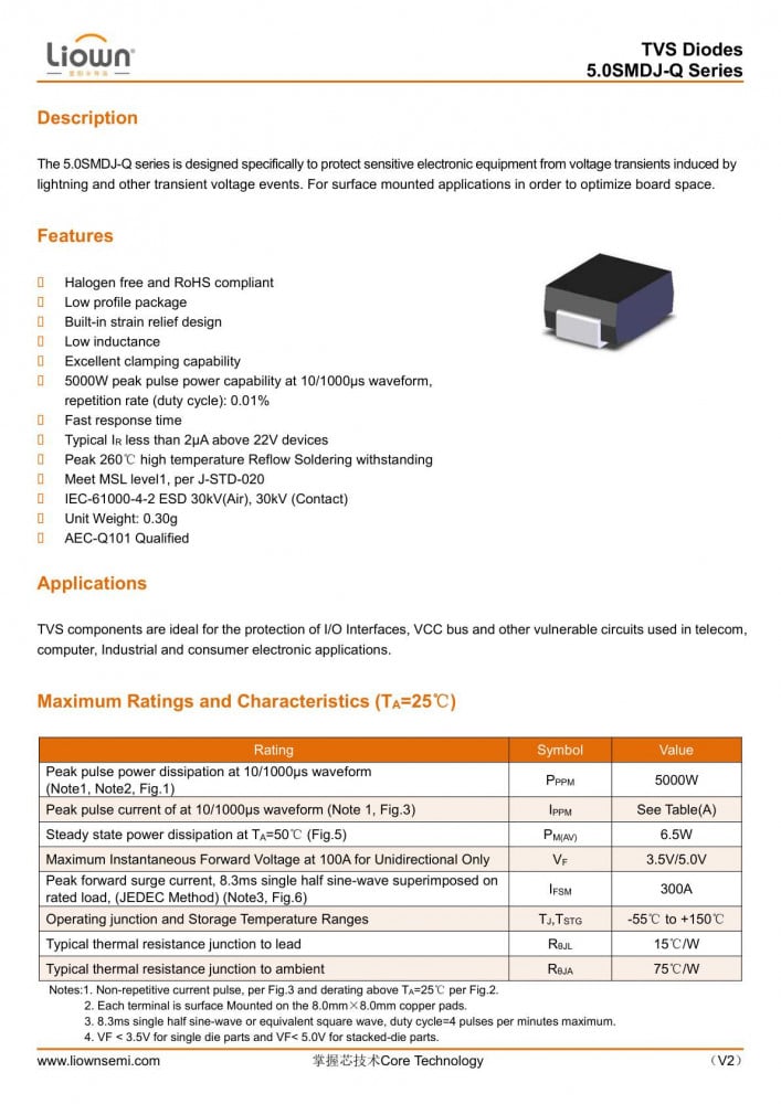 5.0SMDJ-Q datasheet page 1