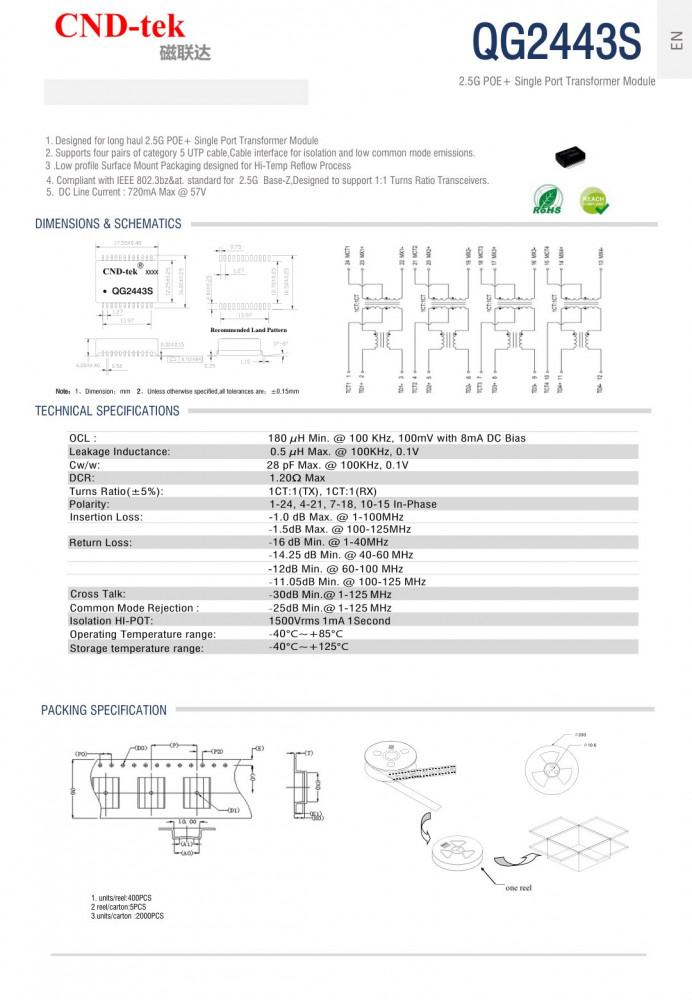 CND-tek QG2443S technical document page