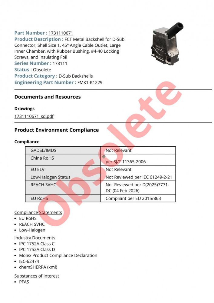 MOLEX 1731110671 drawing preview, page 1