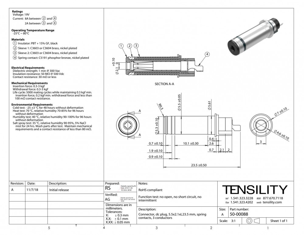 Technical drawing for Tensility International part 50-00088
