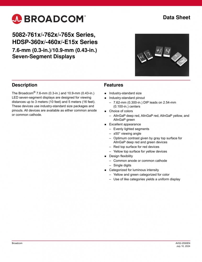 Broadcom HDSP-4603 datasheet page 1
