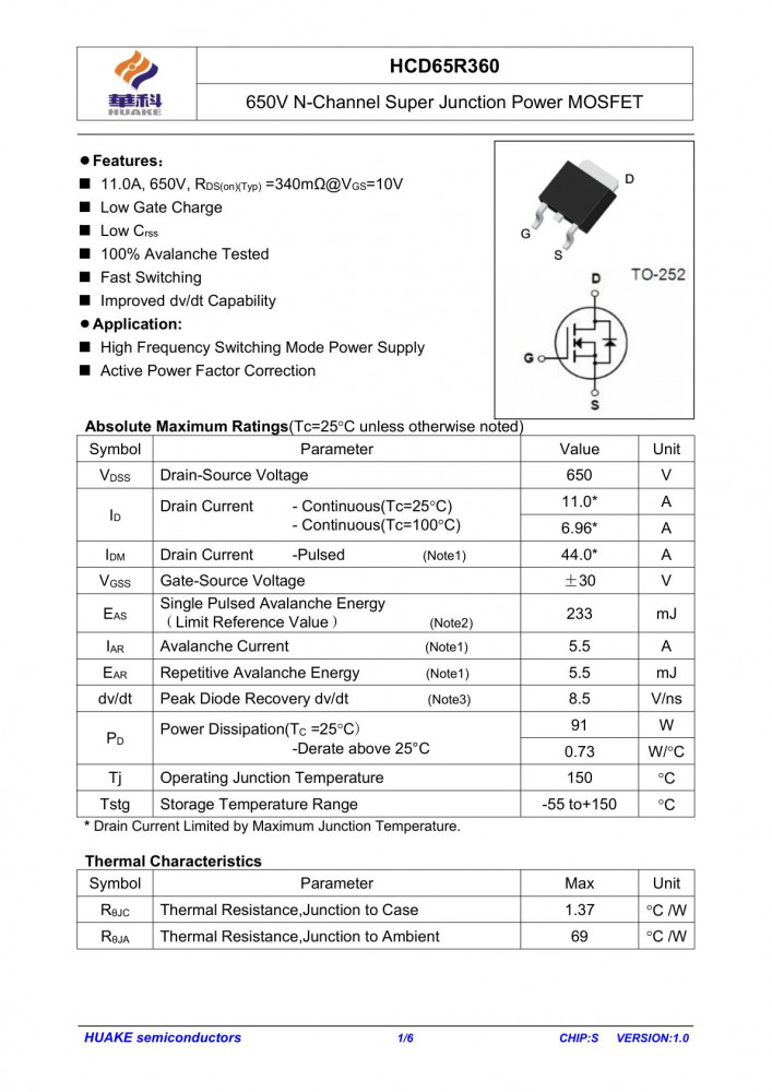 HCD65R360 datasheet page 1
