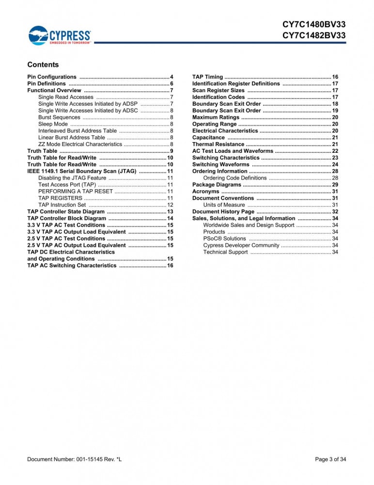 CY7C1480BV33 datasheet page 3