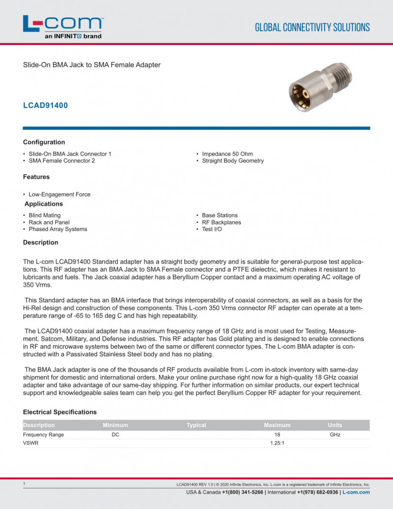 LCAD91400 datasheet page 1