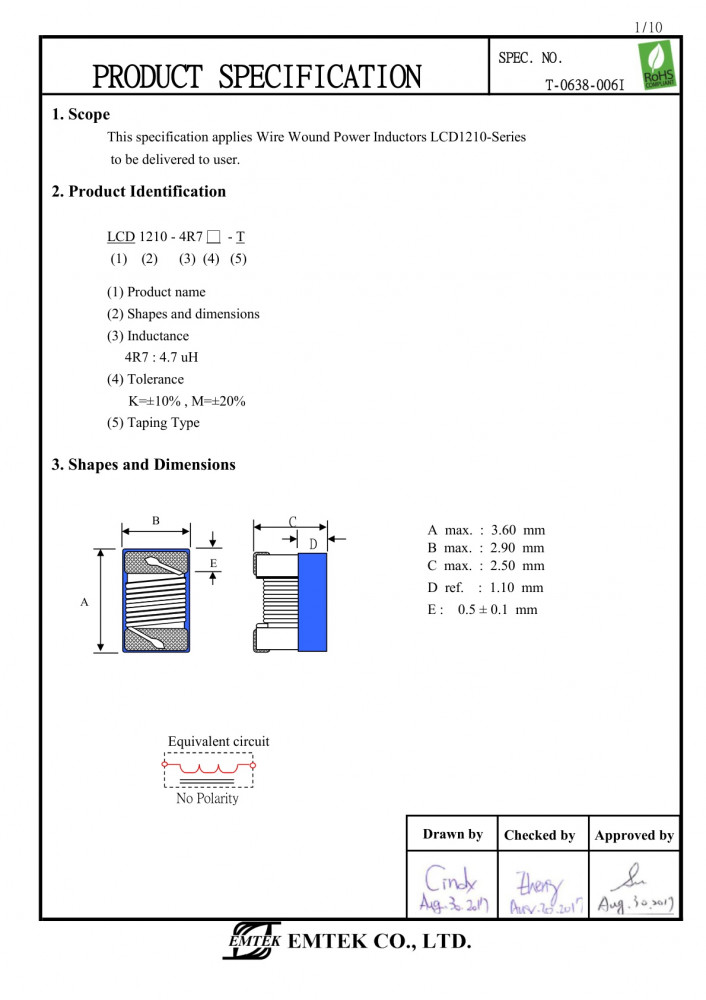 EMTEK LCD1210 specification page 2
