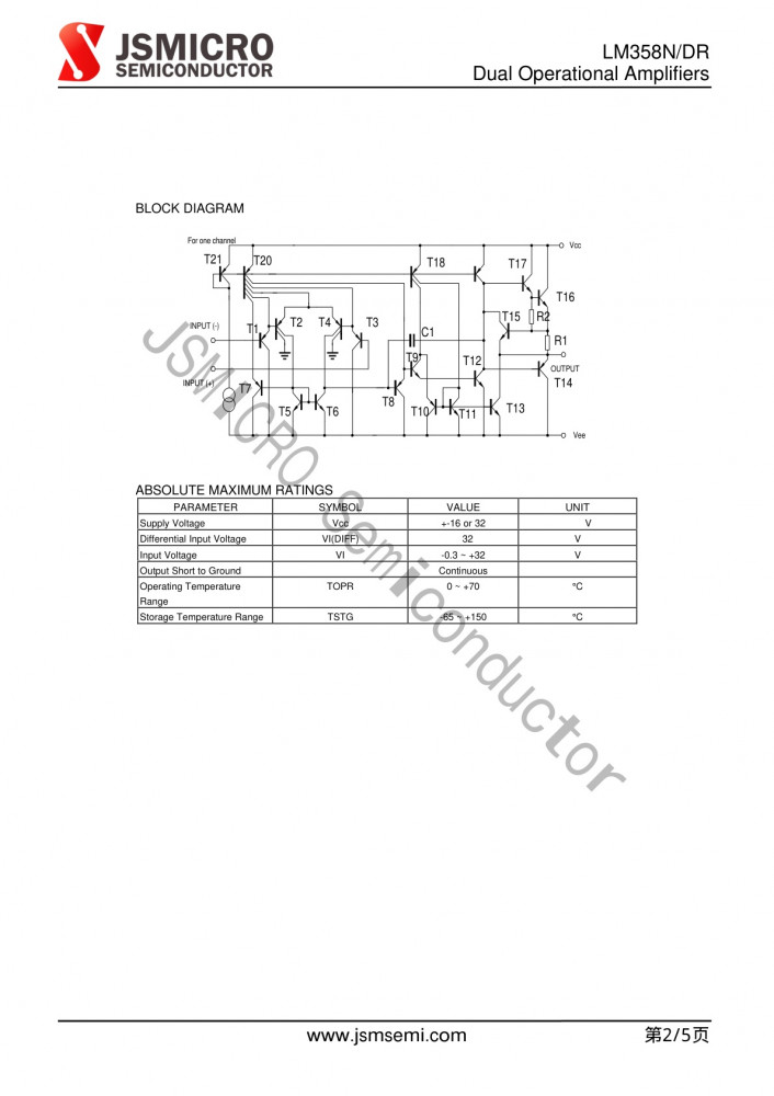 JSMSEMI LM358 datasheet page 2