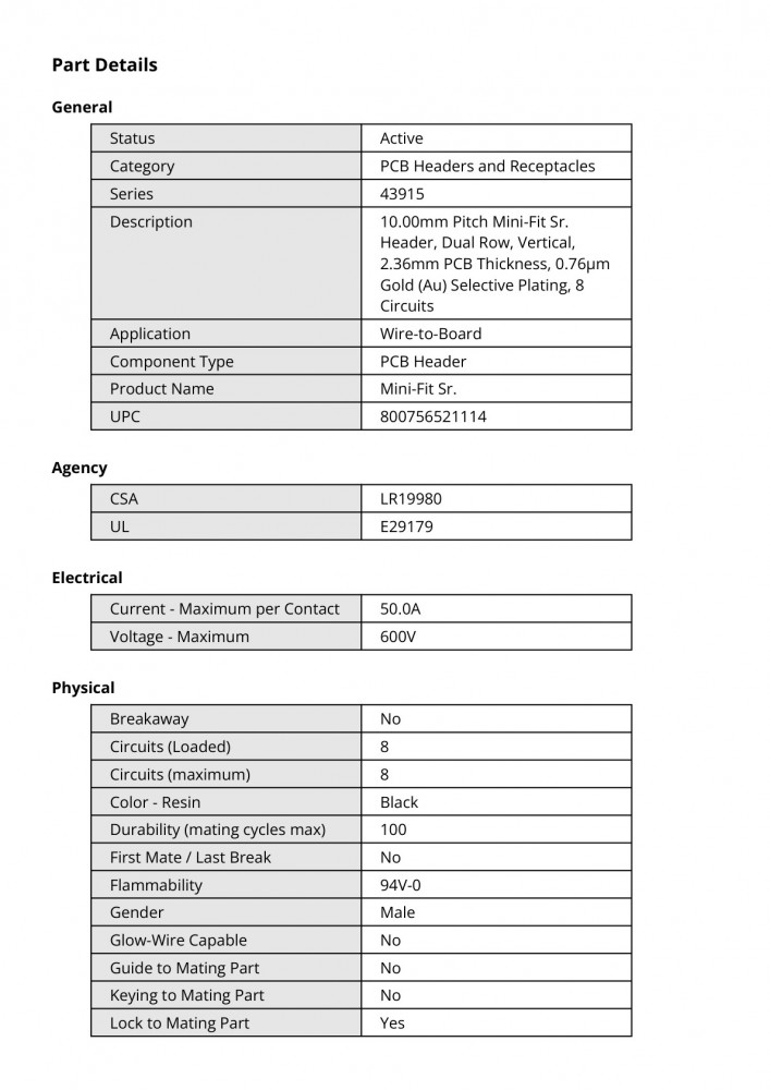 Technical document page image 2 for MOLEX 439151207