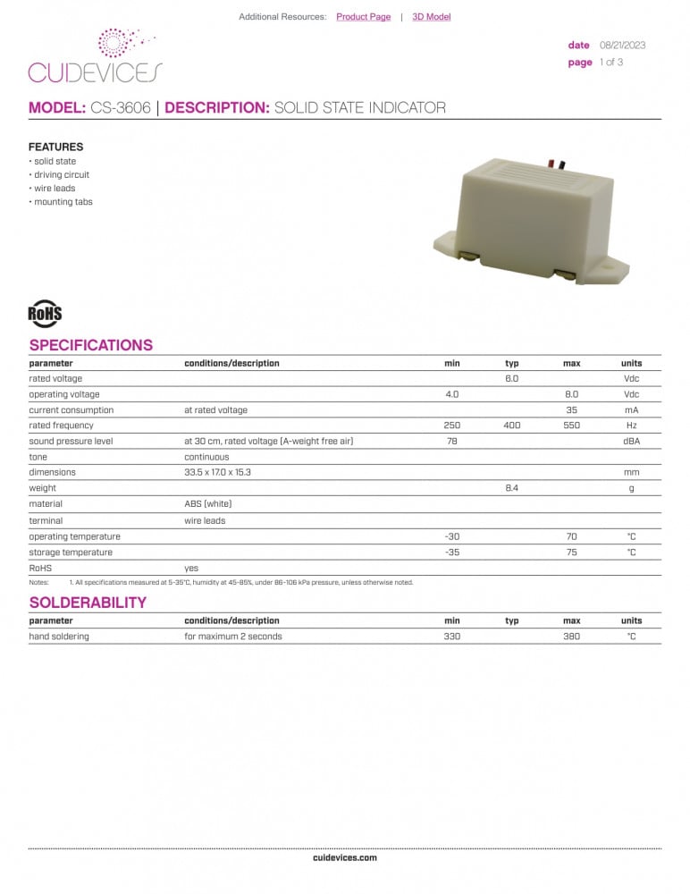 CS-3606 technical document page 1