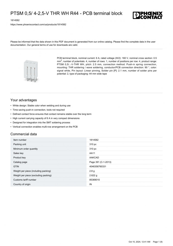 Phoenix Contact 1814582 technical document page 1