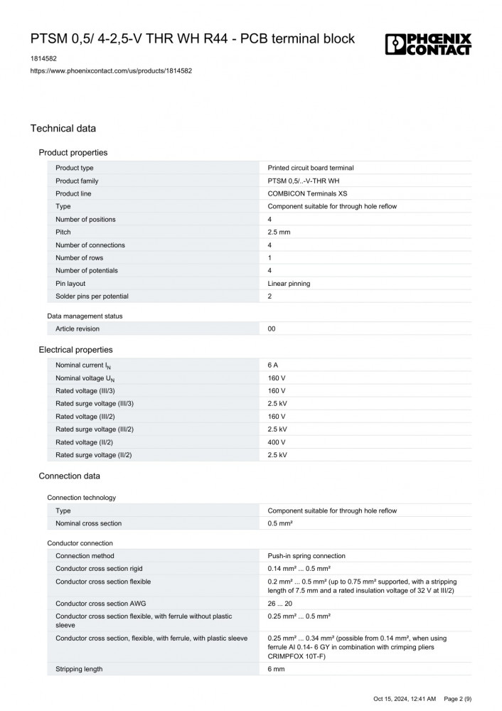 Phoenix Contact 1814582 technical document page 2