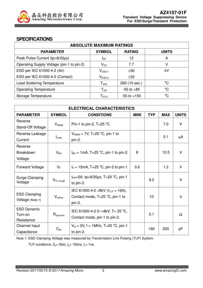 AZ4107-01F datasheet page 2