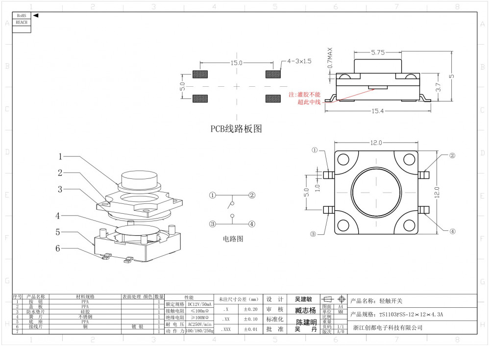 CAX TS1103FSS-12×12×4.3A specification page 2
