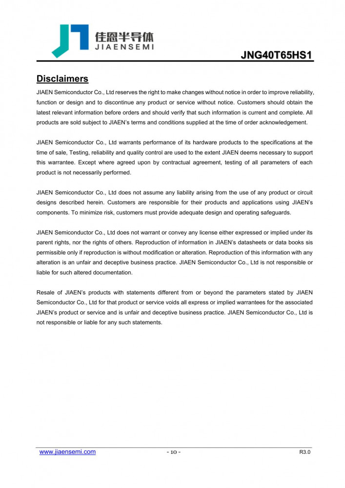 JNG40T65HS1 datasheet page 10