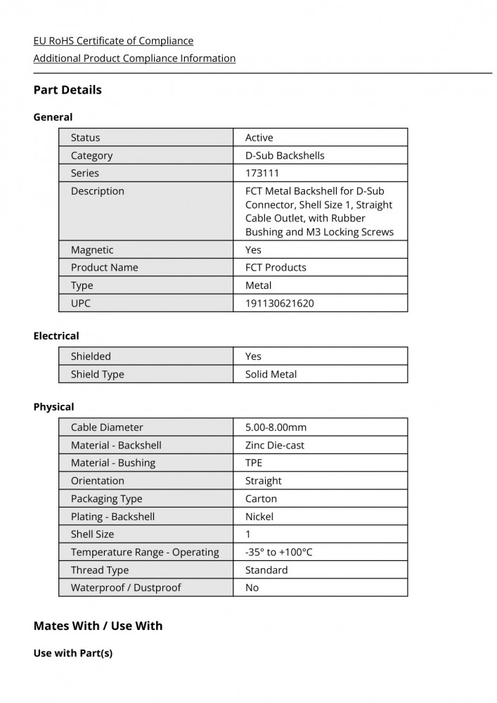 MOLEX 1731110620 product drawing, page 2