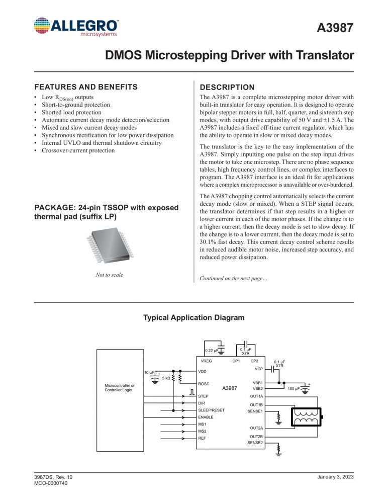 A3987 datasheet page 1