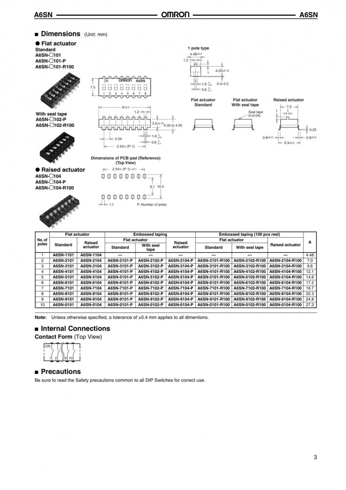 OMRON A6SN series datasheet page 3