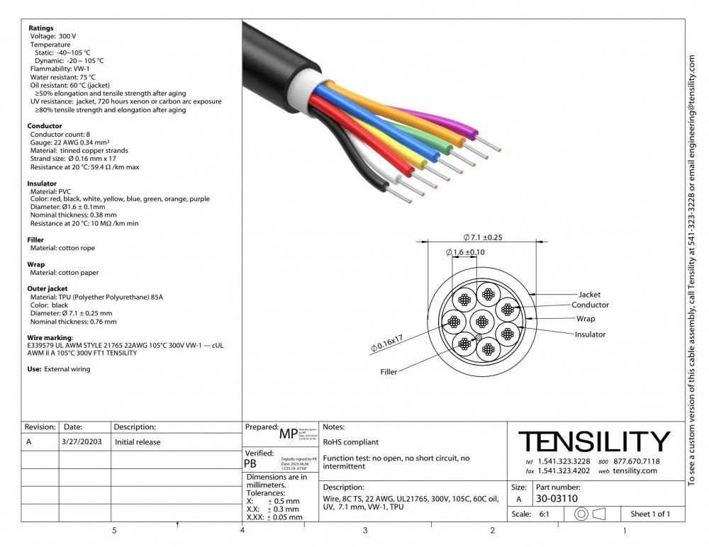 30-03110 product drawing and specification sheet