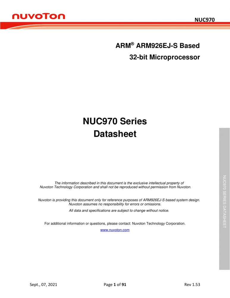 NUC970 datasheet page 1