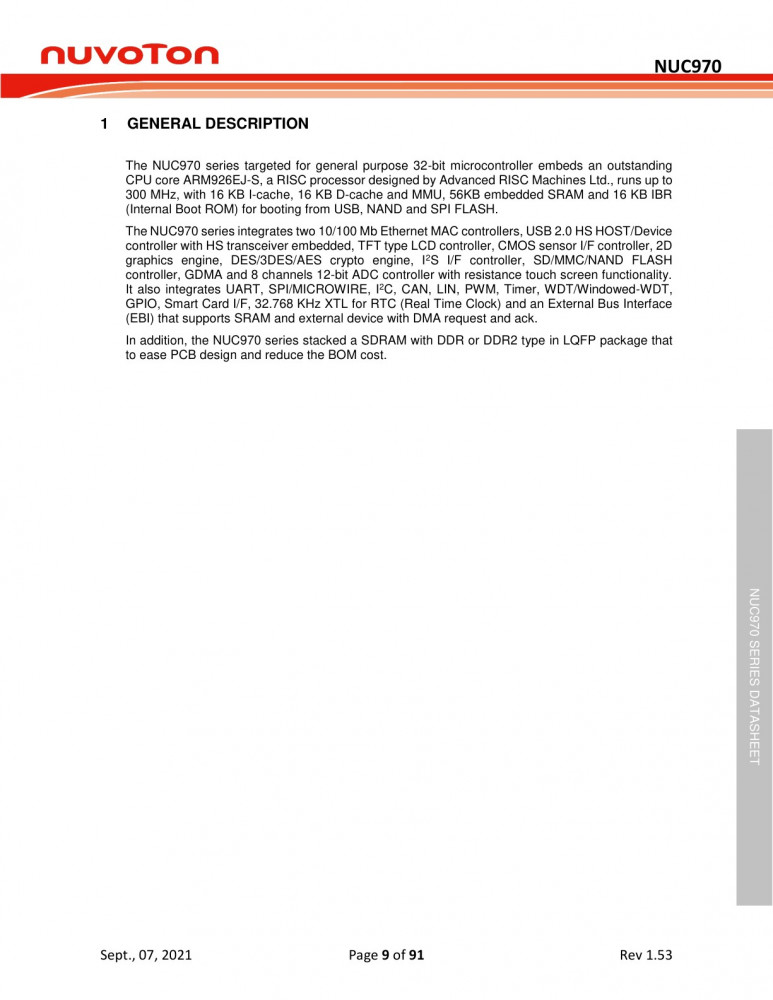 NUC970 datasheet page 9