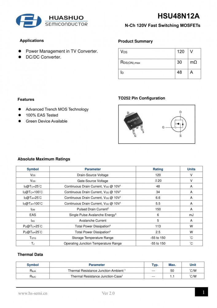 HSU48N12A datasheet page 1
