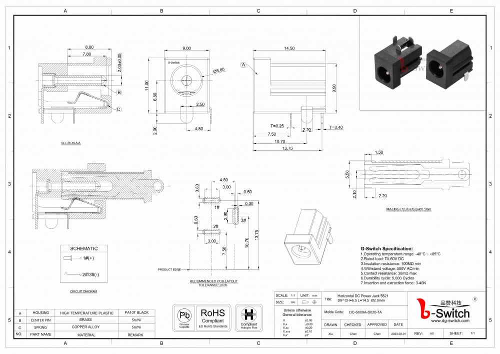 DC-S009A-D020-7A technical document page