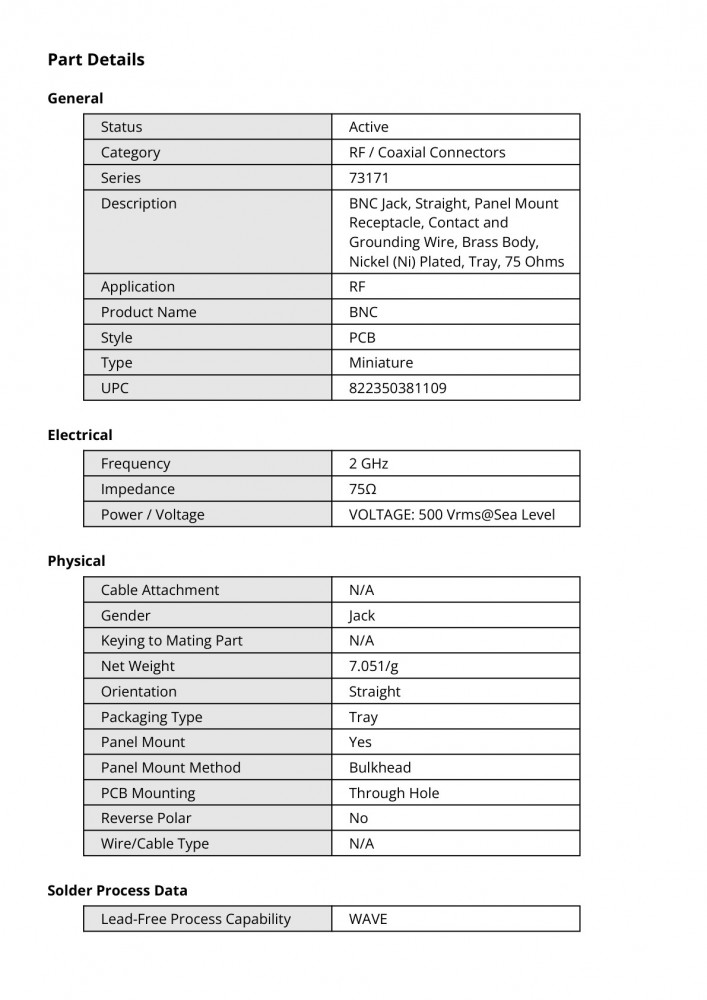 Technical document image 2 for MOLEX 731010710