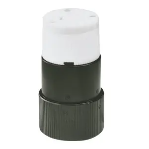 Locking Devices, Industrial, Male Plug, 50A 250V/600V AC, 3-Pole 4-Wire Grounding, Non-NEMA, Screw Terminal, Black and White