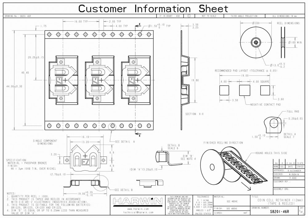 Harwin S8201-46R technical document preview