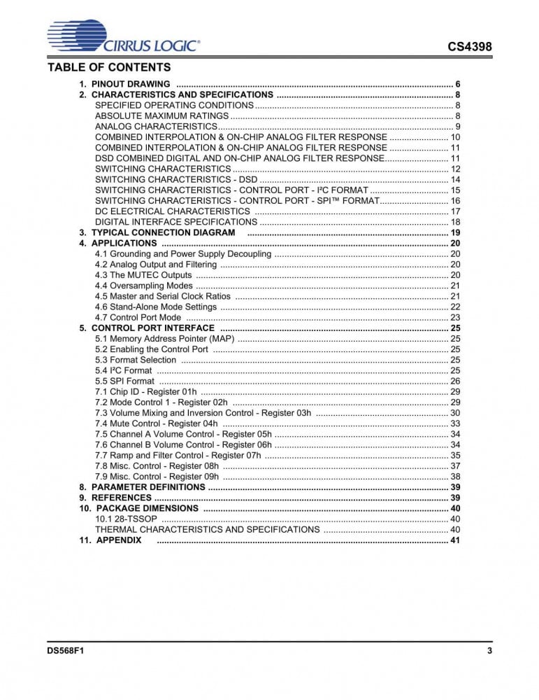 CS4398 datasheet page 3
